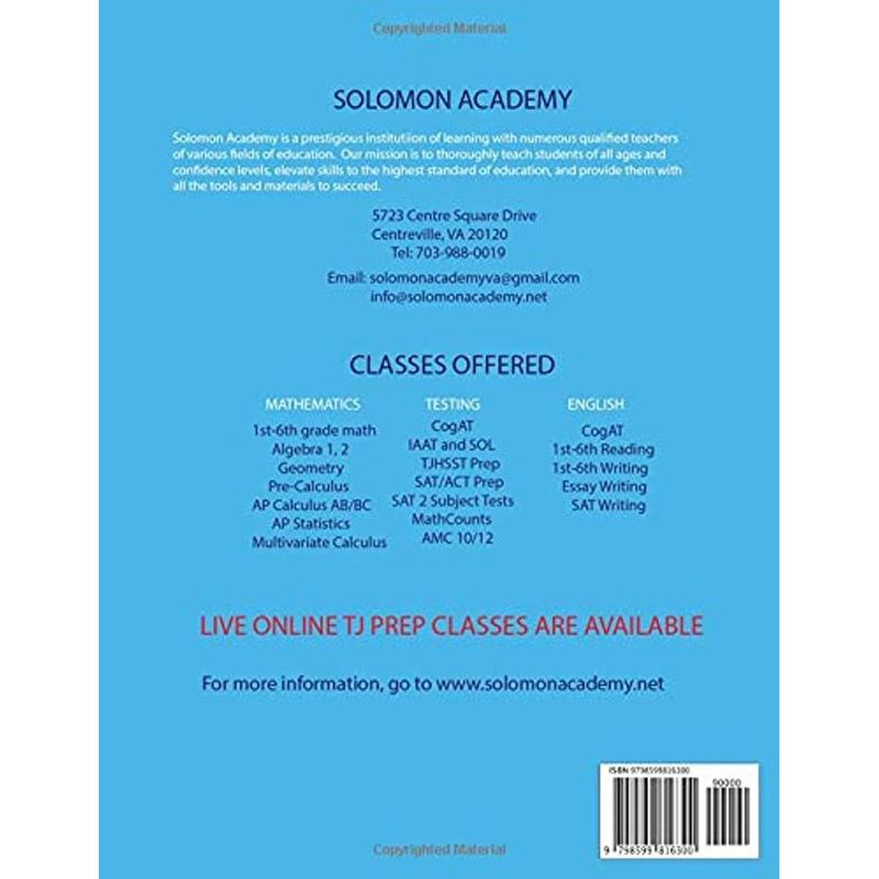 NEW TJHSST MATH PROBLEM-SOLVING ESSAY WORKBOOK VOLUME 1: Mastering New ...