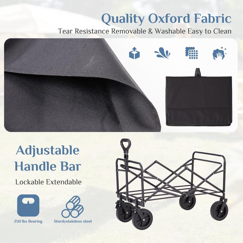 【Labor Day】SweetFurniture Collapsible Foldable Wagon Cart with All ...