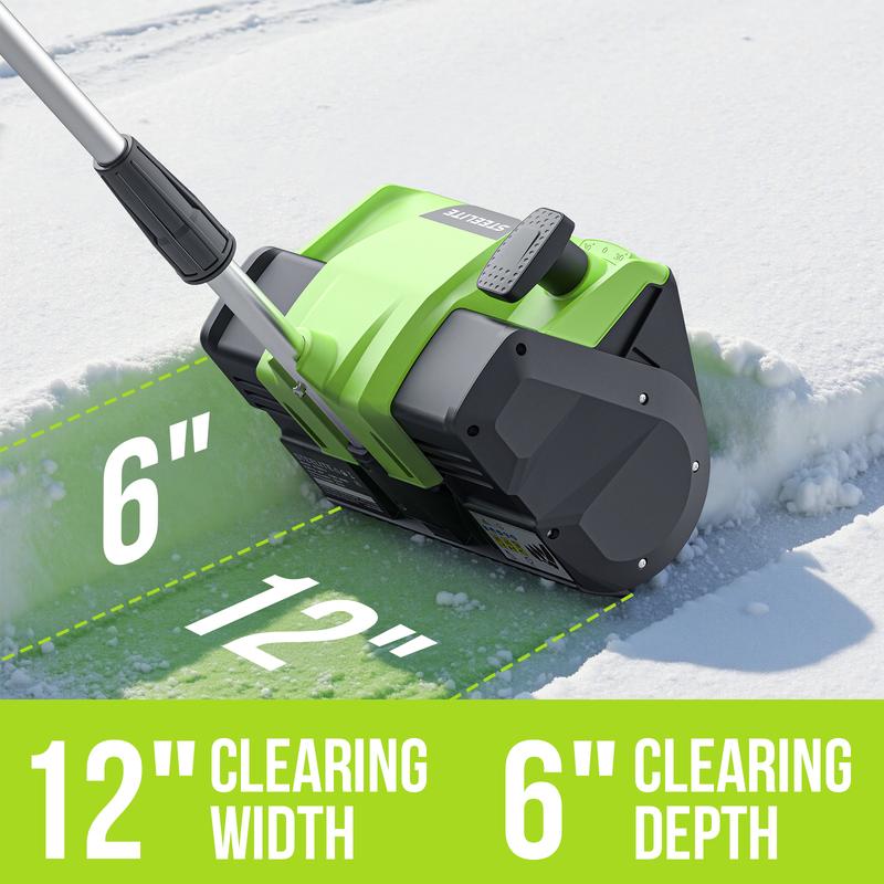 STEELITE Cordless Snow Shovel, 12-Inch Battery Powered Snow Blower with ...