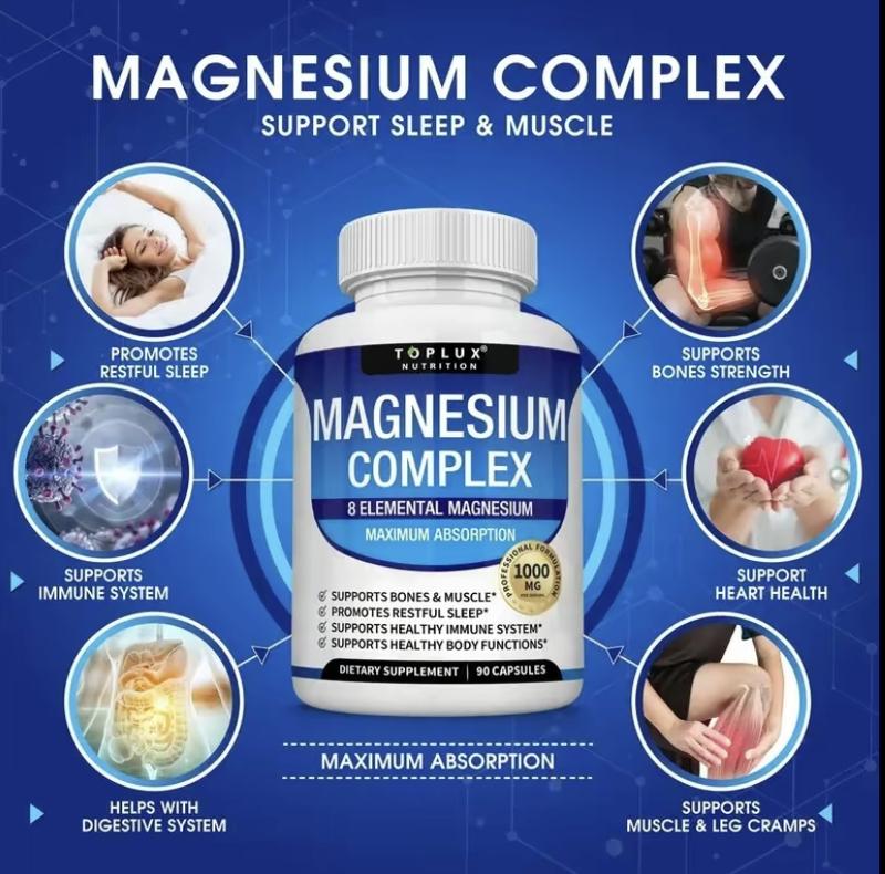 Toplux Magnesium Complex 8 Essential Forms 1000mg Supplement for ...