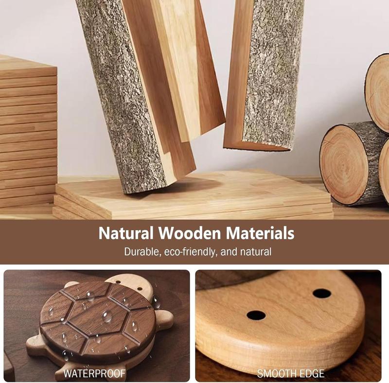【2026】Adorable Turtle Wooden Coaster | Premium Heat-Resistant Drink ...