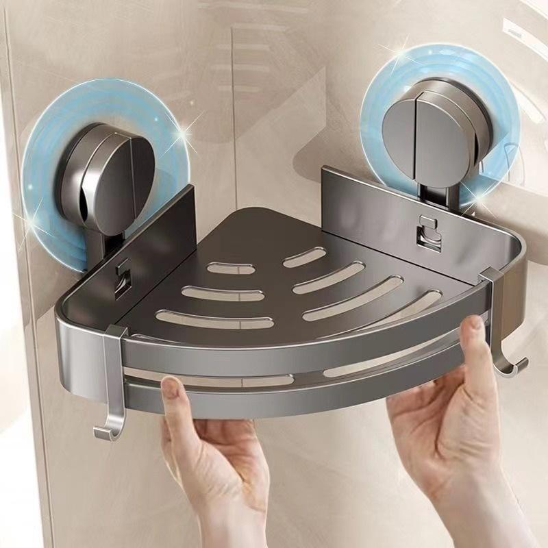 No Drilling Heavy Duty Shower Cage with Hooks, Bathroom Wall Mounted ...