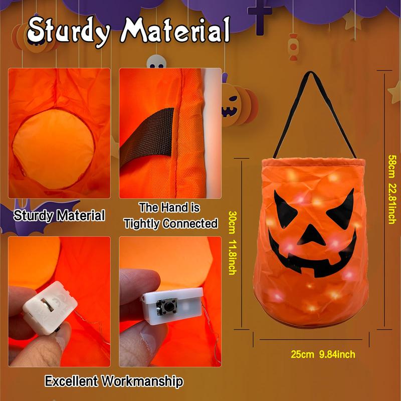 3PCS LED Light Halloween Candy Bags Light Up Halloween Party Bags Trick ...