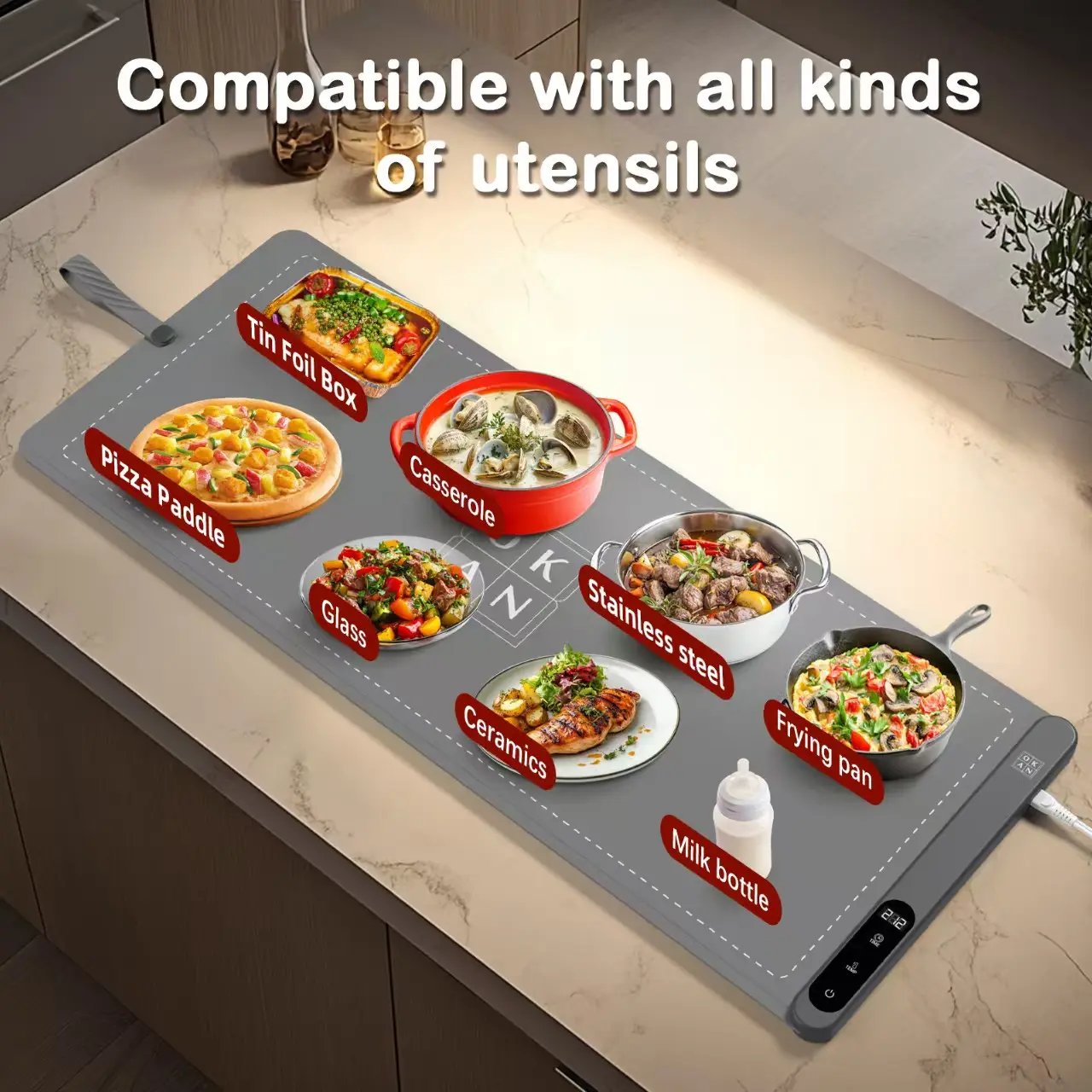OKAN Extra-Large Silicone Electric Food Warmer Mat 36
