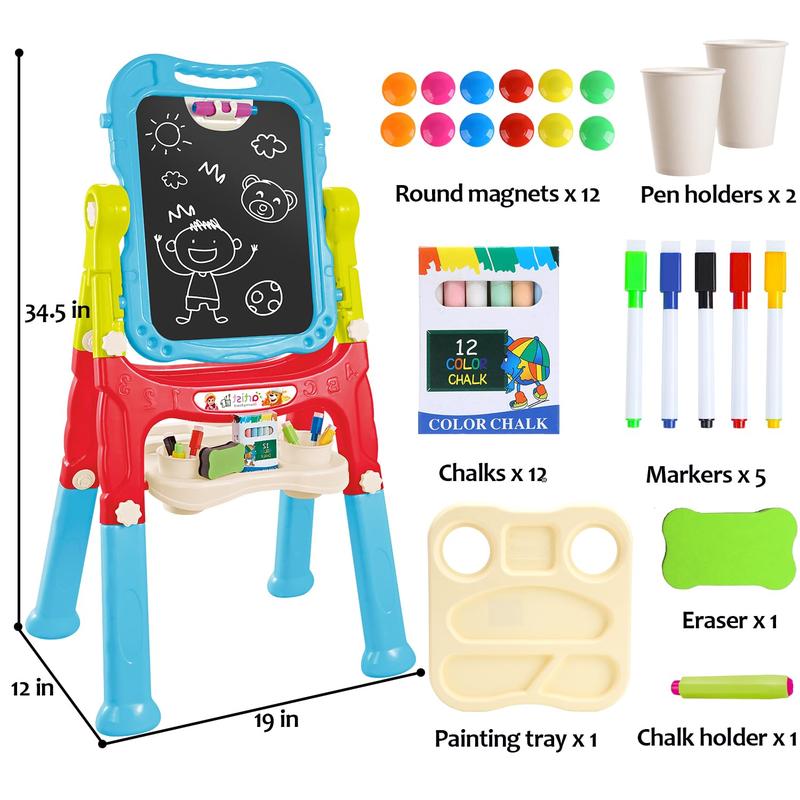 Kids Easel, Art Magnetic White Board & Chalkboard Double Side ...