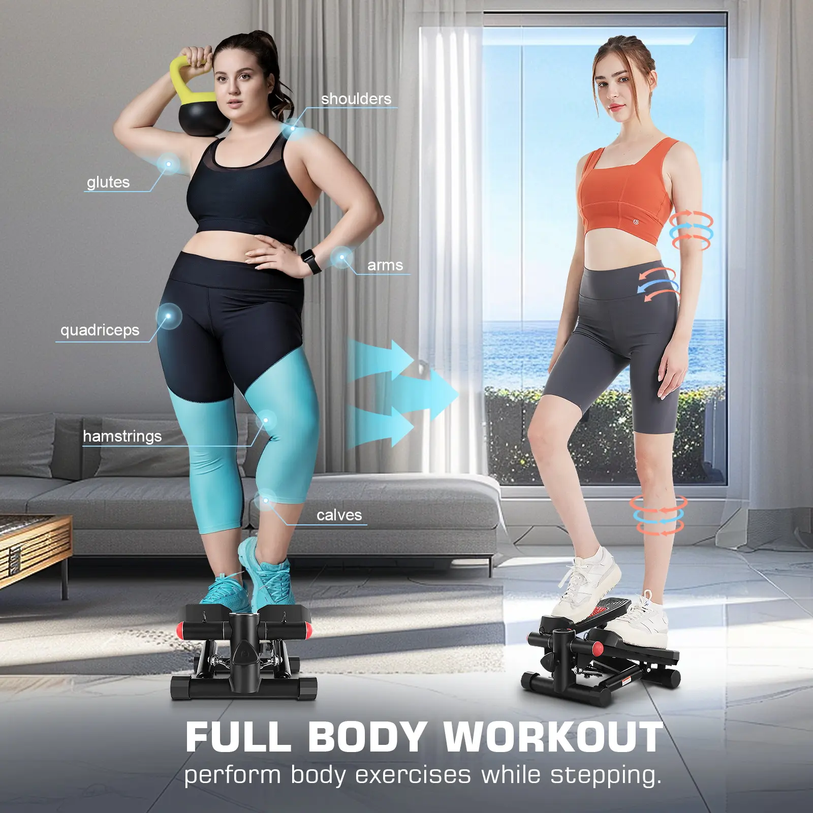 Ancheer Steppers for Exercise with double Resistance Bands ，Mini ...