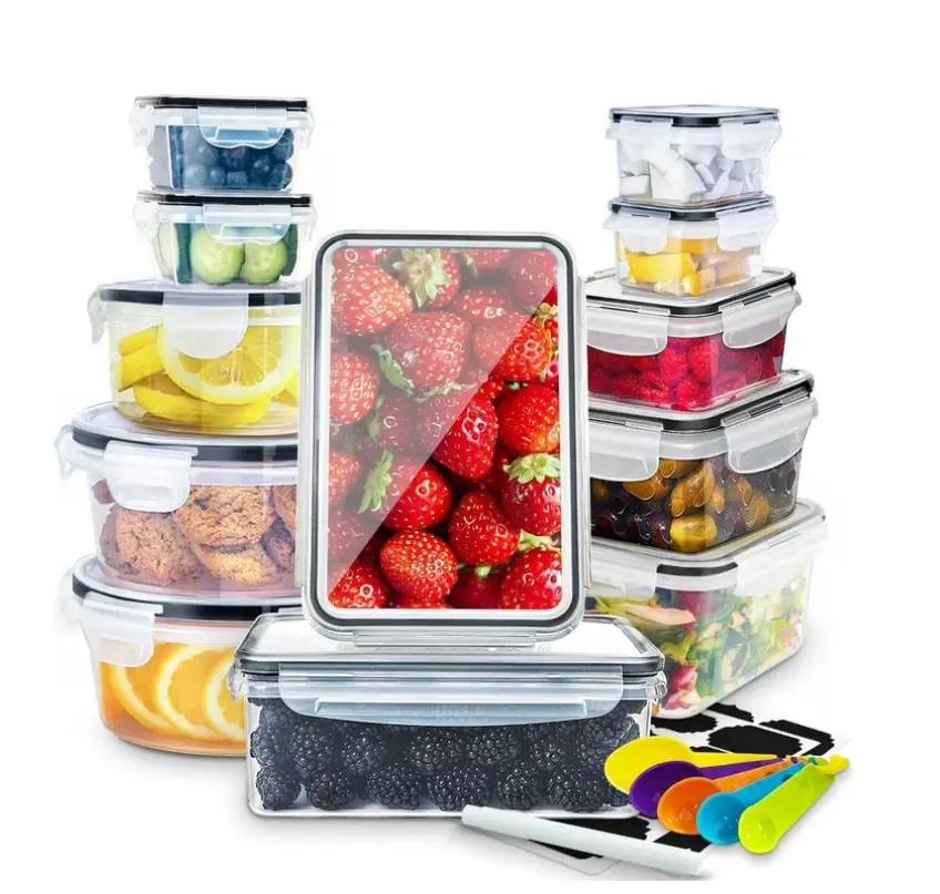 Airtight Food Storage Containers Set 24 Pieces, BPA Free Plastic Lunch ...
