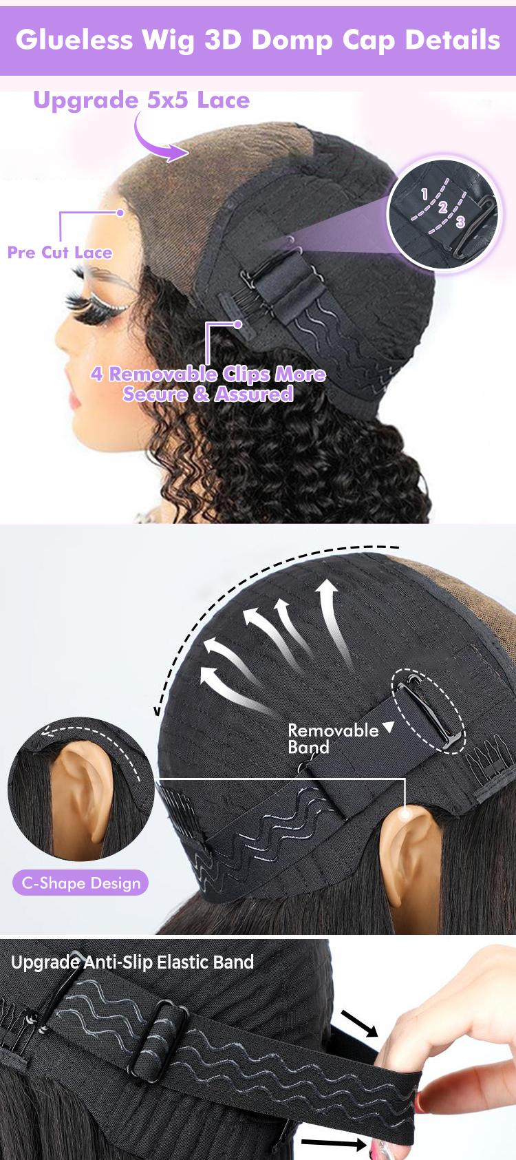 Glimeer Afro Kinky Curly Wear Go Glueless Pre Plucked Hair Line Pre Cut ...