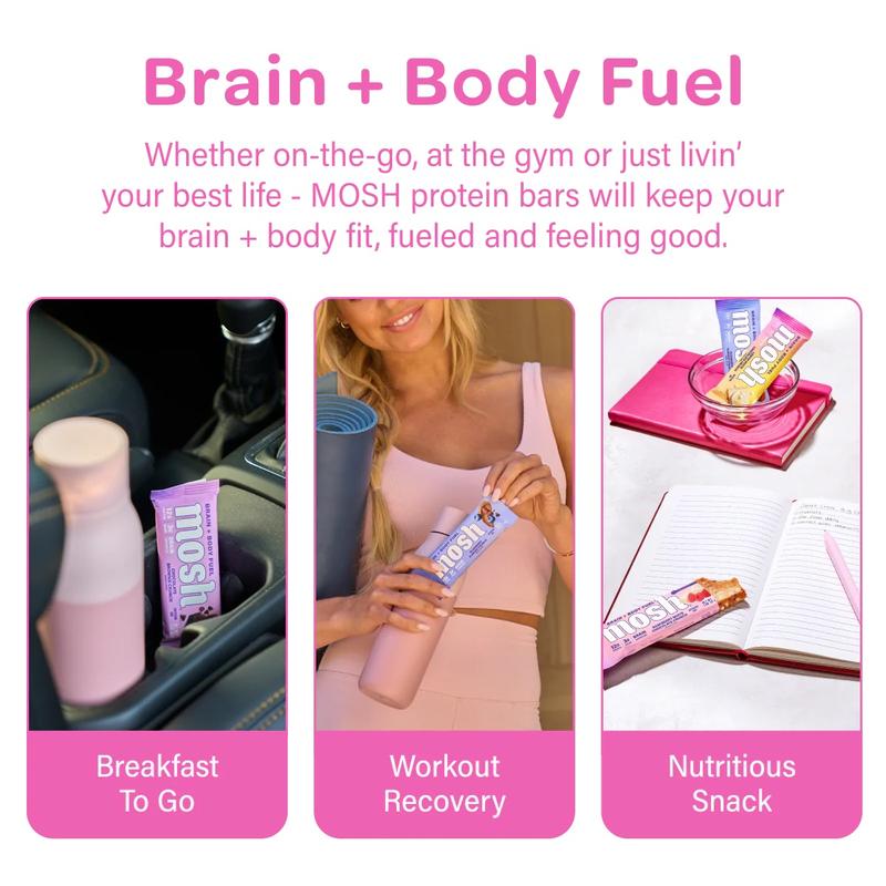 MOSH Raspberry White Chocolate Crunch Protein Bars (Exclusive Limited-Edition) - 12 Bars, High ...