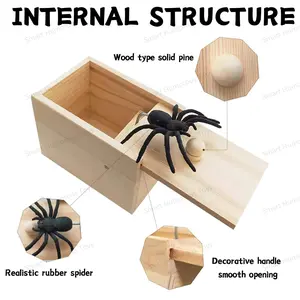 Spider Prank Box Epic Wooden Gag Box with Realistic Rubber Spider for ...