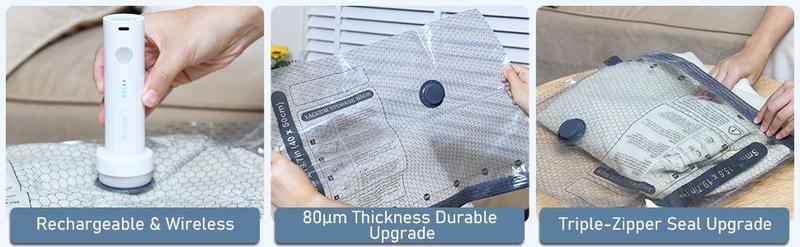 Cordless Travel Vacuum Storage Compression Bag Set 15 Pack -Vacuum Bags ...