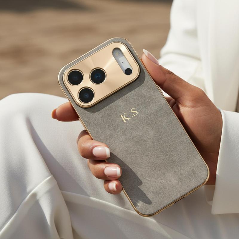 Custom Suede Leather iPhone Case – Personalized with Engraved Initials ...