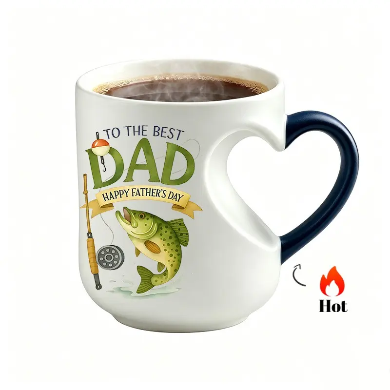 1pc Happy Father's Day Gift - Color Changing Coffee Mug, Blue, Fishing ...