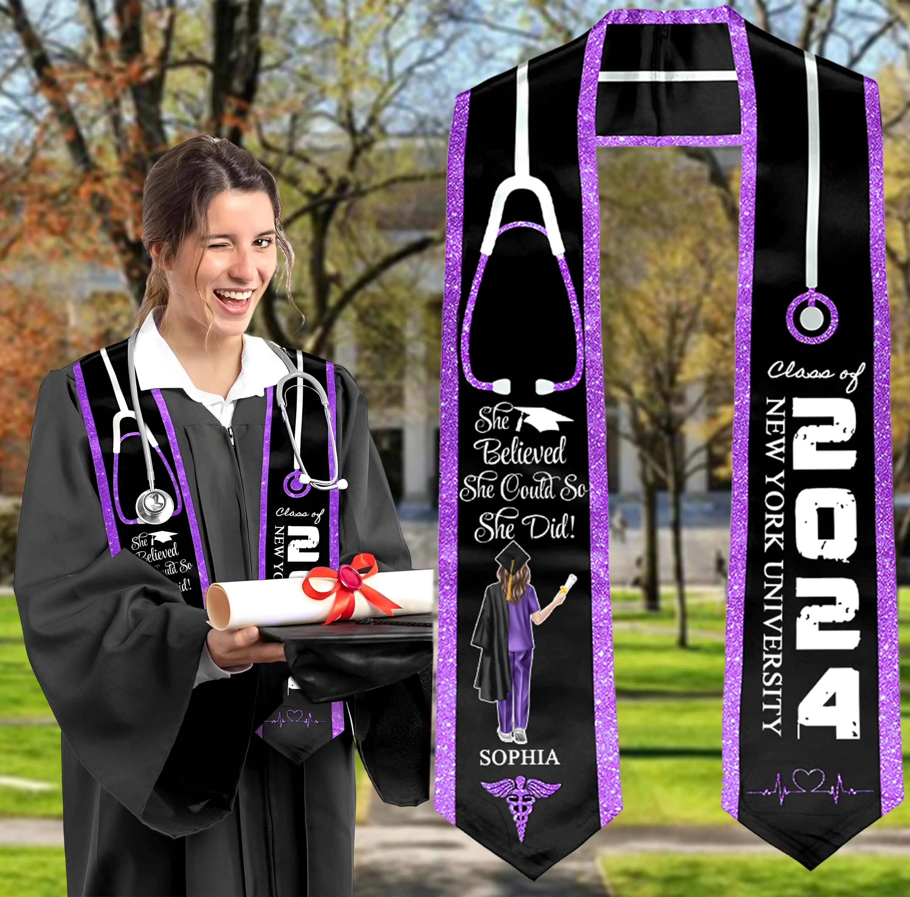 Personalized Nursing Graduation Stoles, Nursing Sash Graduation, Class ...