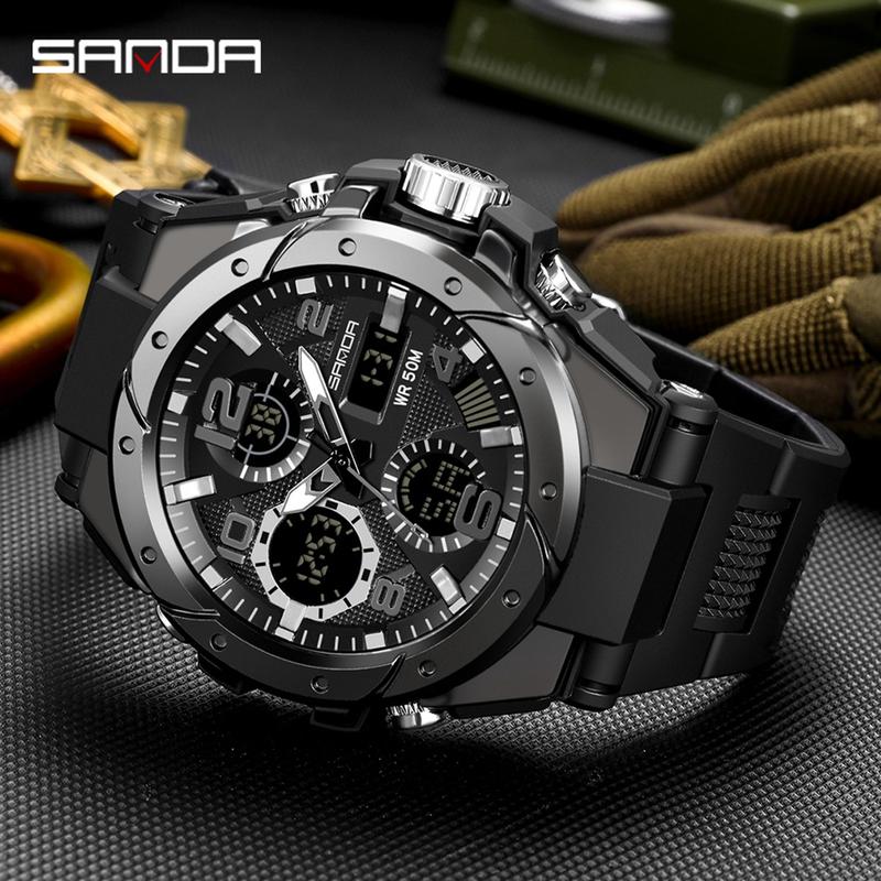 SANDA 6008 Analog Electronic Watch For Men Waterproof Sports - TikTok Shop