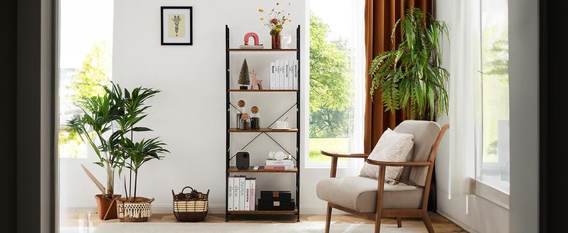 【Deal】Sweet Furniture 5 Tier Bookshelf: Modern Industrial Corner ...