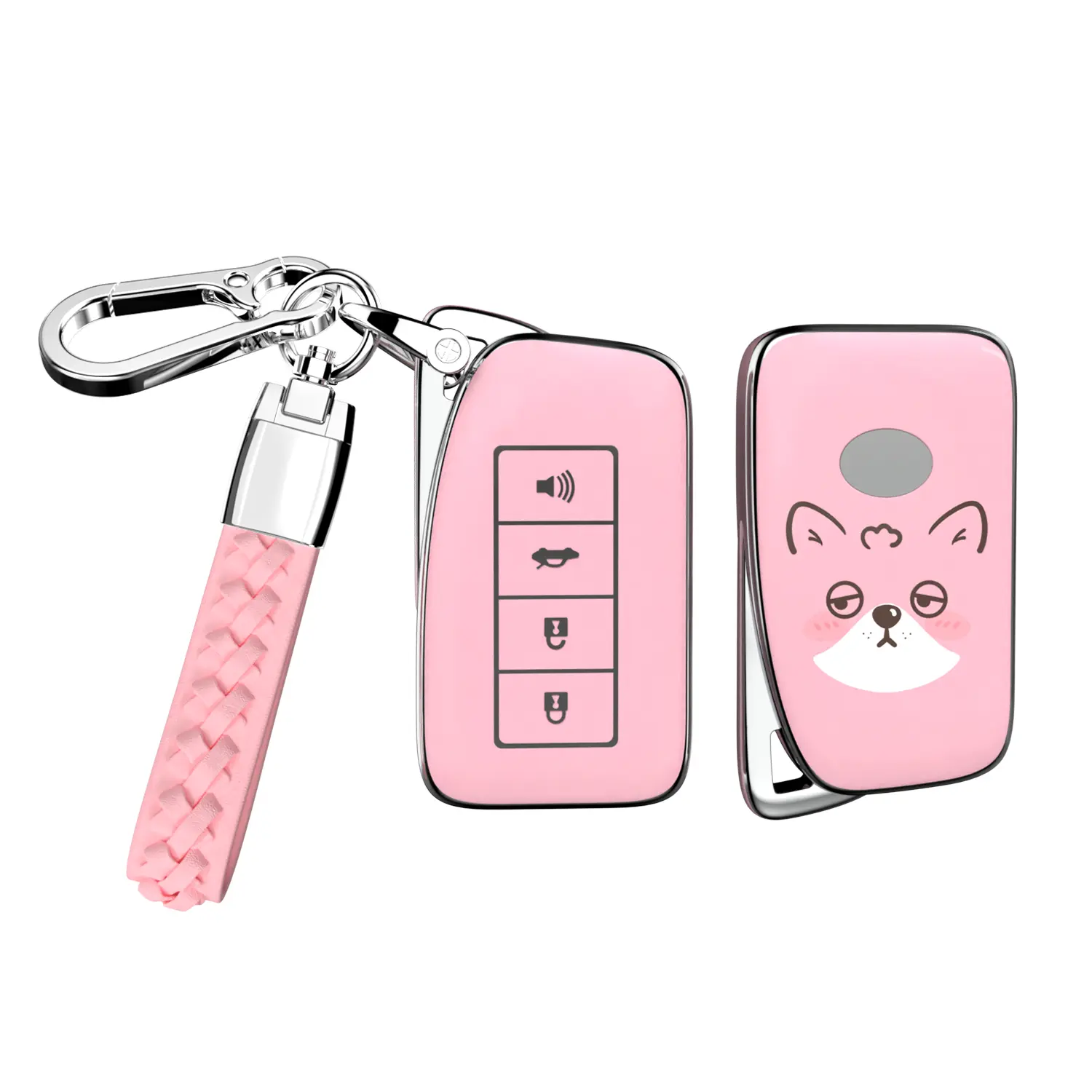 ACEBOY for Lexus Key Fob Cover with Metal Leather Keychain, Soft TPU ...