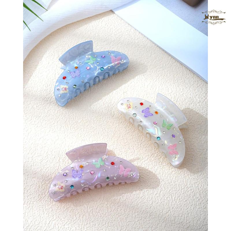 3 Pack Bow Printed Hair Claw Clips, Non-slip 3.74" Medium Hair Grip ...