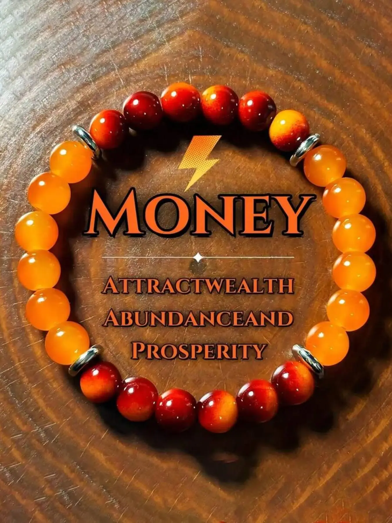 8mm Orange Quartz, Red Gradient, Wealth Gemstone Elastic Bracelet ...