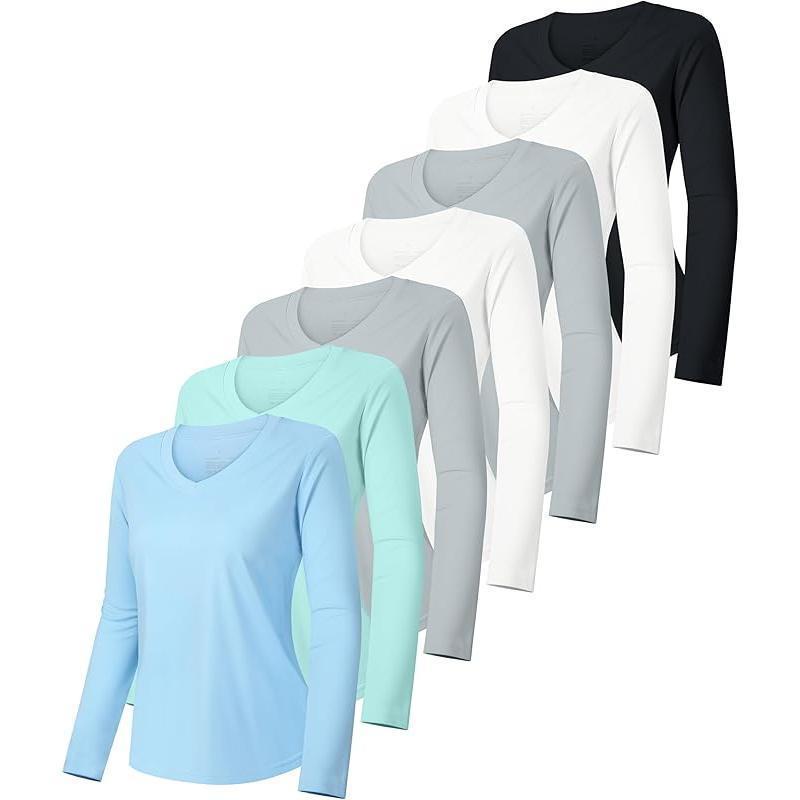 7 Pack Womens Long Sleeve Athletic Shirts UV Sun Protection UPF 50 ...
