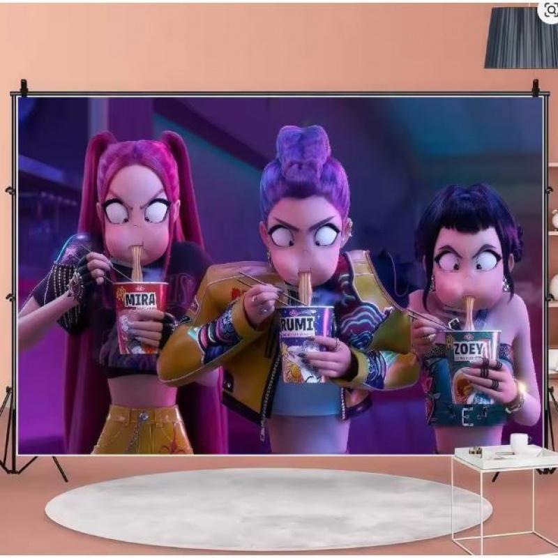 Cool KPop Demon Hunters Animated Backdrop Banner for Themed Parties ...