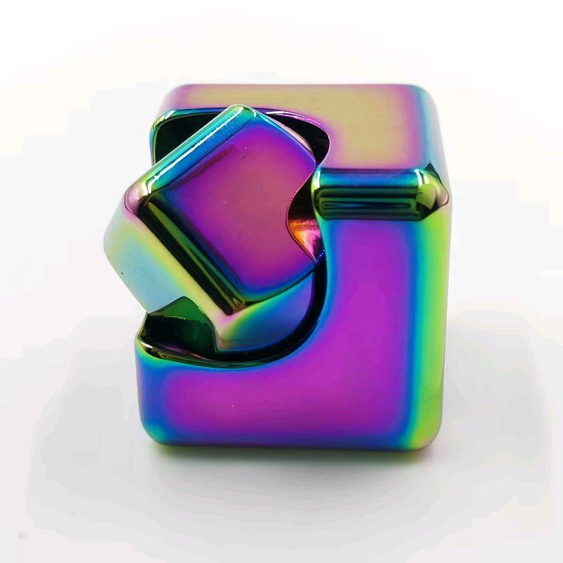 Cool Artsy Rainbow Color Metal Fidget Cube Novelty Stress Relief Gadget ...