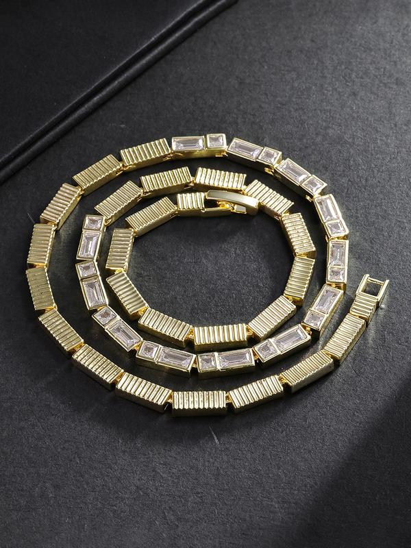 1PC ICED CHICS chain style snake bone necklace, copper inlaid zircon ...