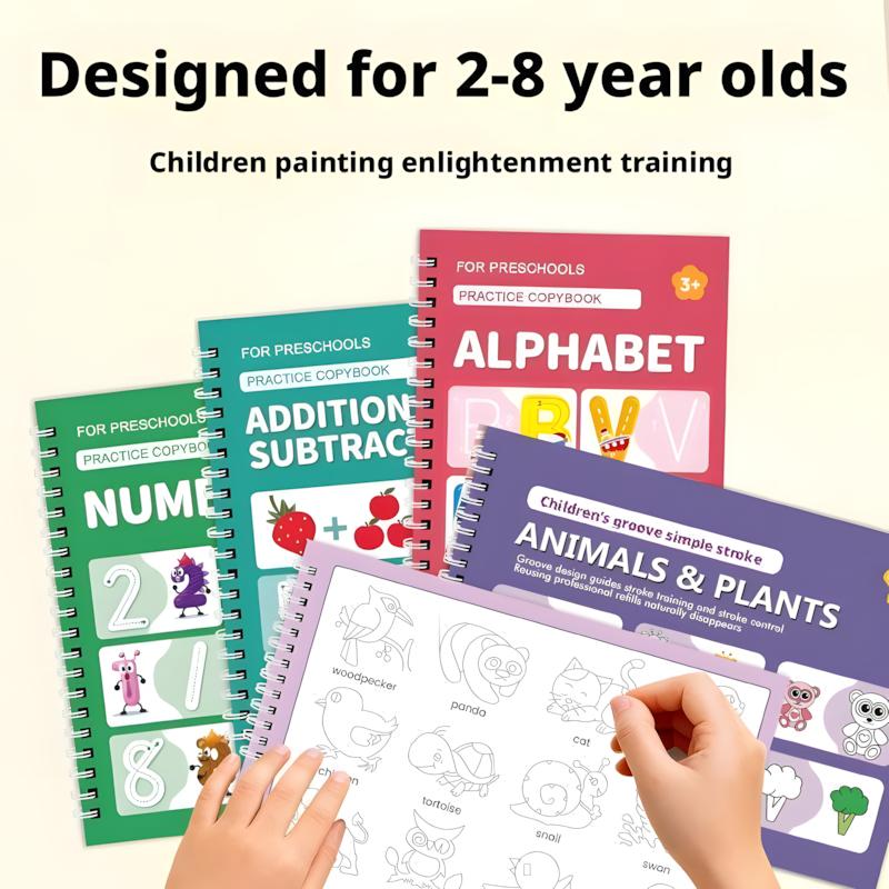 Reusable Grooved Handwriting Workbook for Kids, Learning Materials, 6 ...