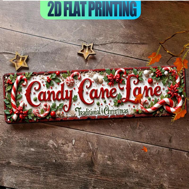 1PC 2D Flat,Vintage Candy Cane Alley Sign - Large 15.7x 3.9inch (40x ...