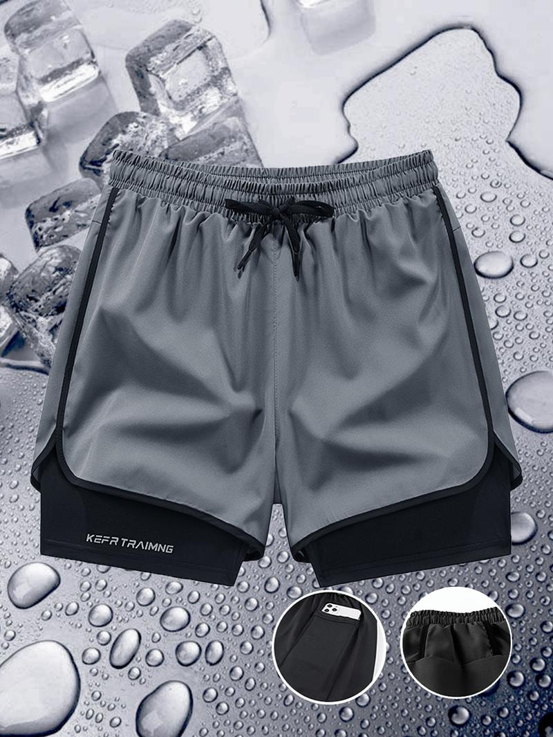 KIER TRAINING 2 Piece Set Double-Layer Sports Shorts - Loose Outer ...
