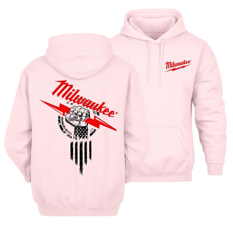 Milwauk.ee 2 Sided Hoodie – Red Lightning Fist Logo Vintage Pullover ...