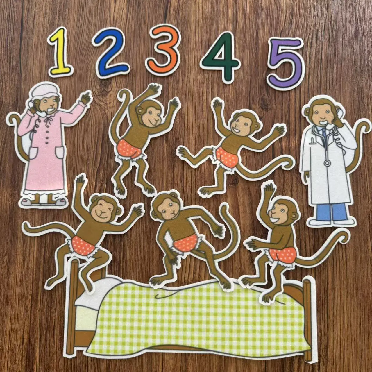 Five Little Monkeys Felt Board Set, Interactive Teaching Tool for Kids ...