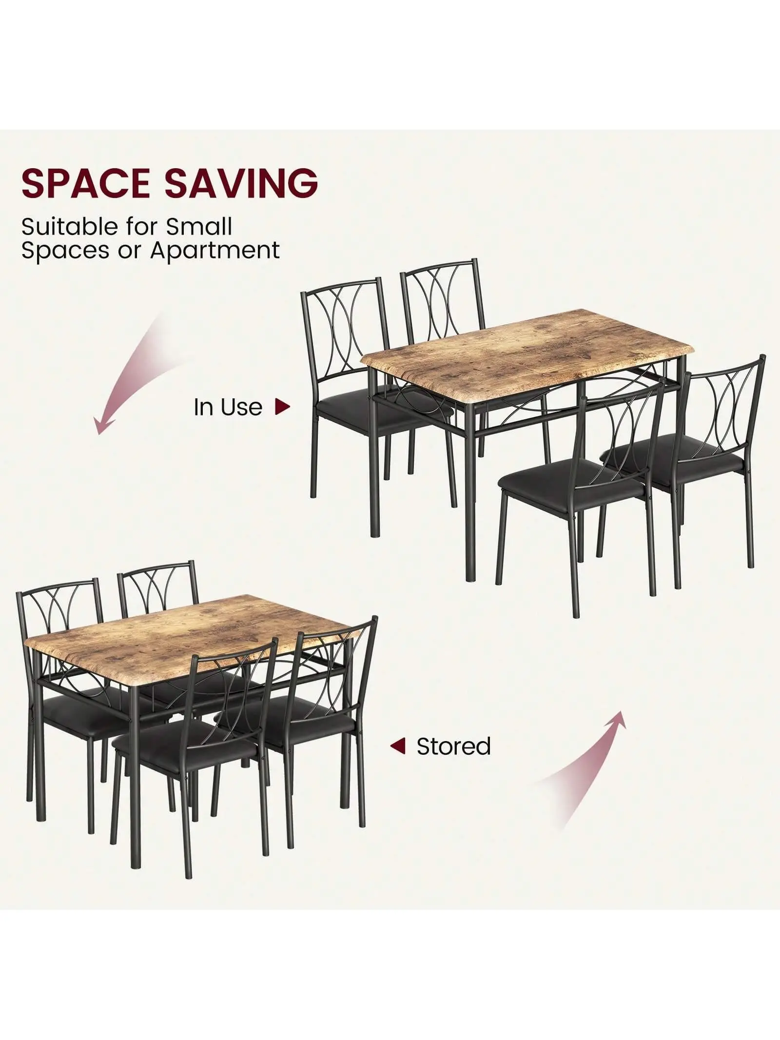Gaomon Rustic Black Rectangular 4-Piece Dining Set (Dining Table Set of ...