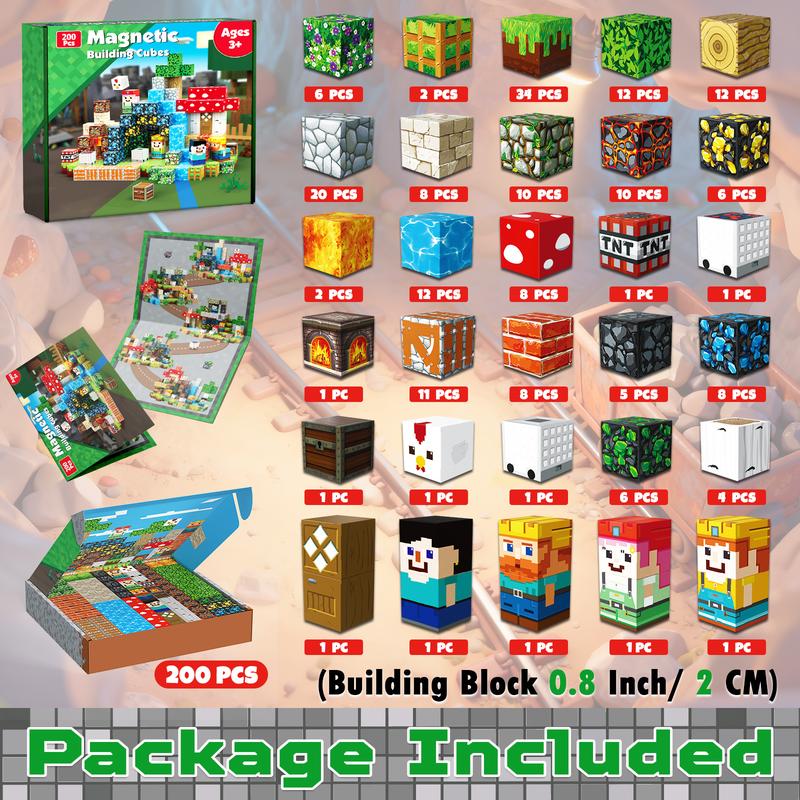 Magnetic Blocks-200PCS Mine Adventure Series,STEM Montessori Sensory ...