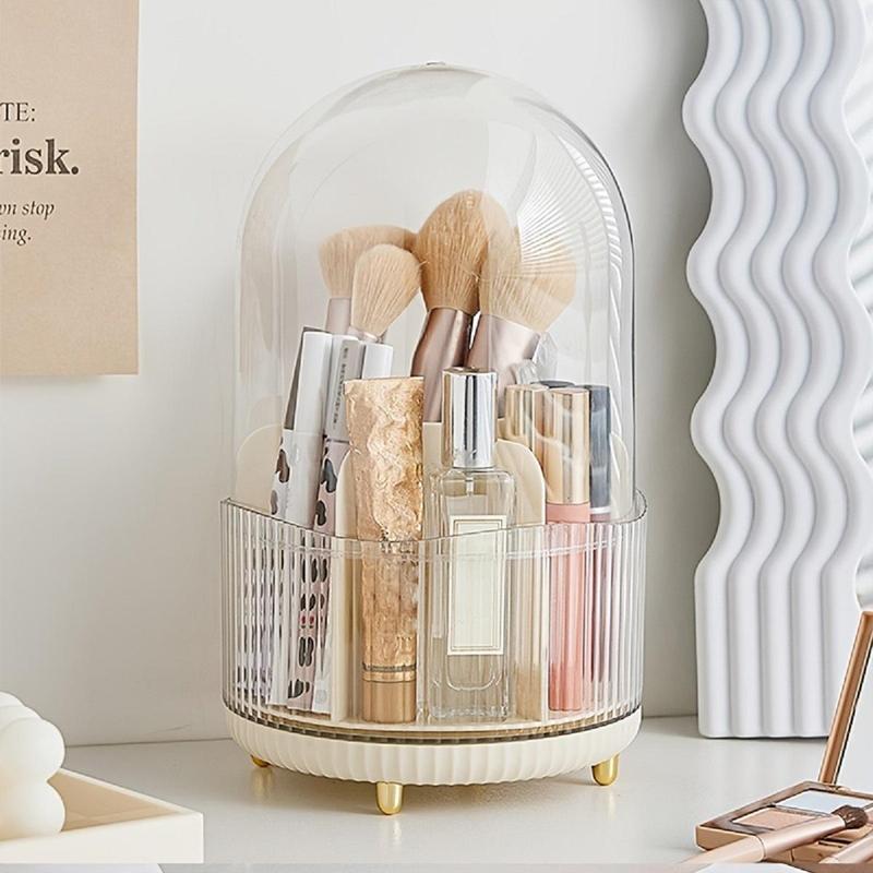Rotatable Makeup Brush Storage Box, 1 Count Light Dustproof Cosmetic ...