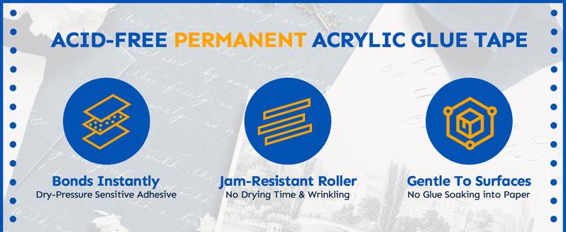 Double Sided Tape Roller, 8mm x 315 Inch Permanent Adhesive Glue Tape ...