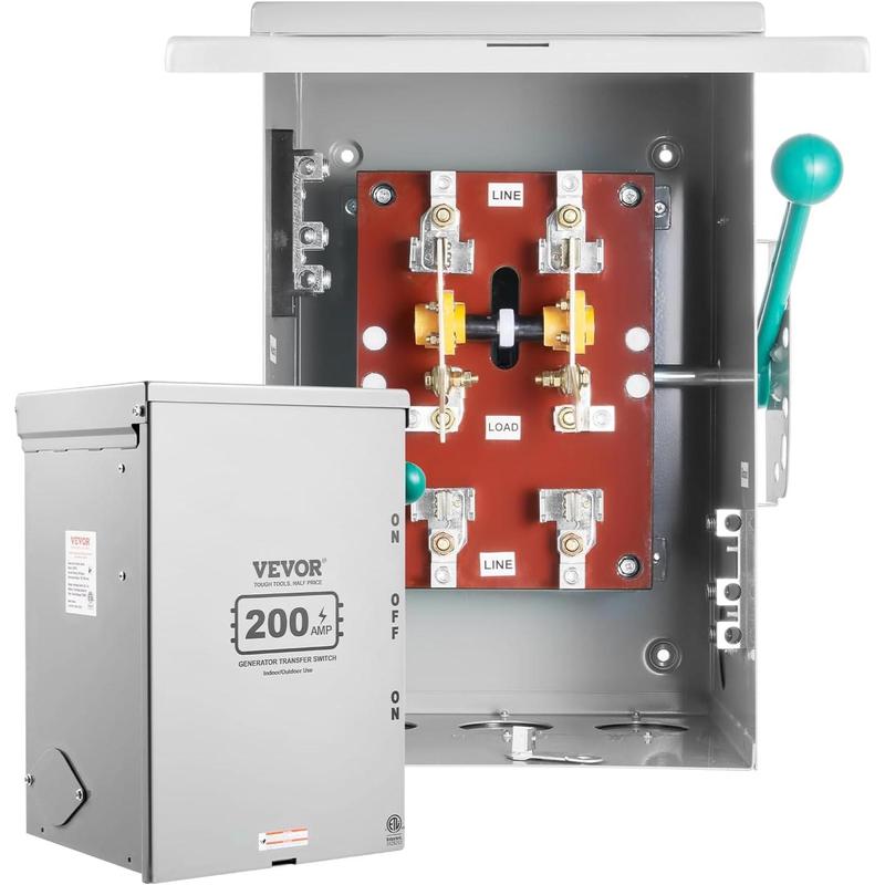 VEVOR 200A Generator Transfer Switch, 48000W Manual Transfer Switch ...