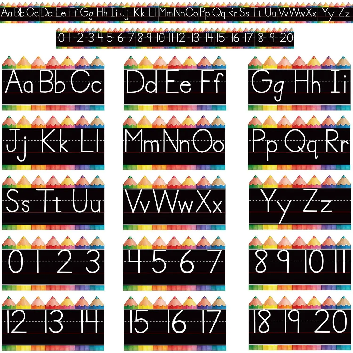 Alphabet Bulletin Board Set - 15 count Crayon ABC Wall Decorations ...