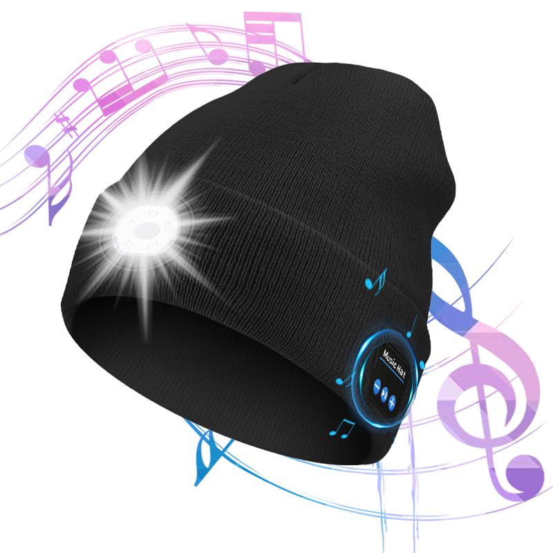JOYYE LED Bluetooth Beanie, 6 LED Beanie Music Hat, LED Headlight ...