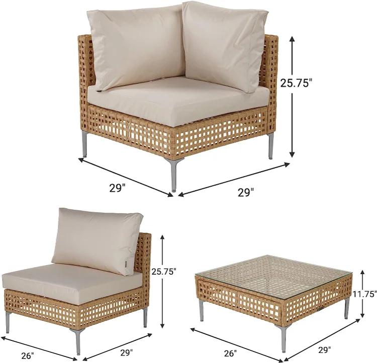 GRAND PATIO Wicker Patio Furniture Set, All Weather Outdoor Sectional ...