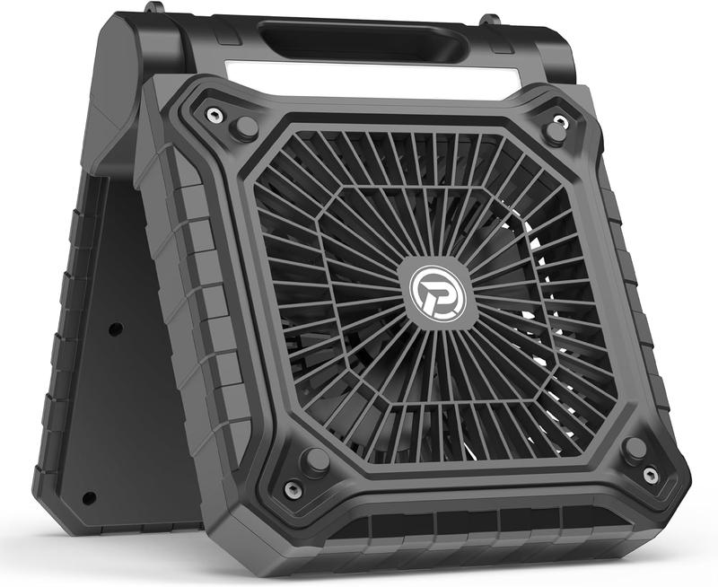 Solar Powered Camping Fan, Portable Usb Rechargeable Fan with LED Light ...