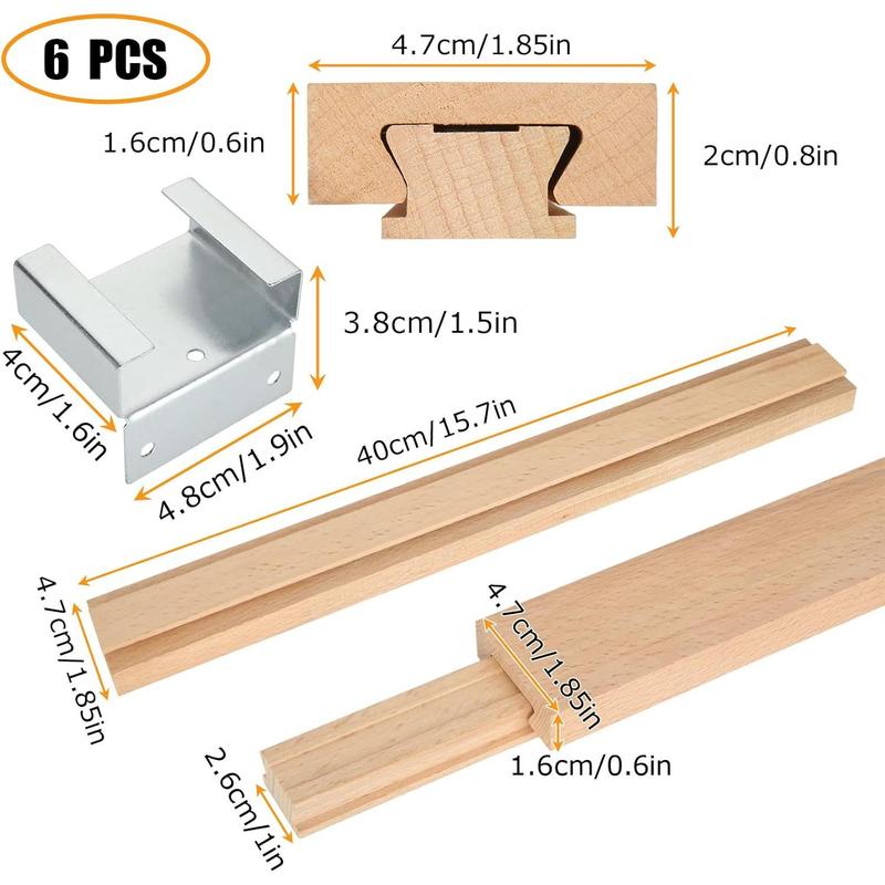 6PCS 16 Inch Wood Drawer Slides Bottom, Classic Wood Center Guide Track ...