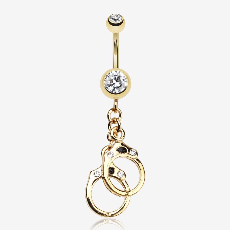 Golden Handcuff Sparkle Belly Ring - TikTok Shop