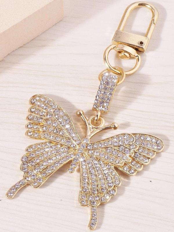 Rhinestone Decorated Butterfly Design Keychain, Fashion Keychain for ...