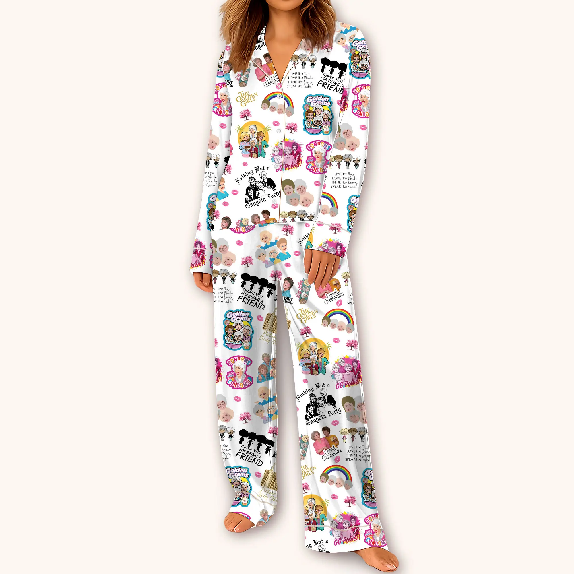 Golden Girl Satin Pajamas Set, Stay Golden Women Pajamas, 80s Tv Sitcom ...