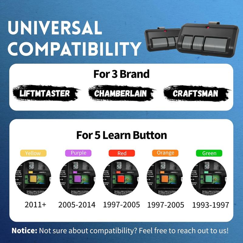 2 for Chamberlain LiftMaster Craftsman Garage Door Opener Remote 893LM ...