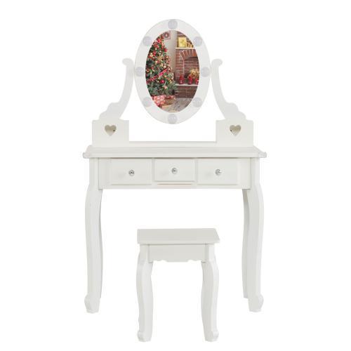 summervibes Ktaxon Kids Vanity Set with Mirror and Stool, Storage ...