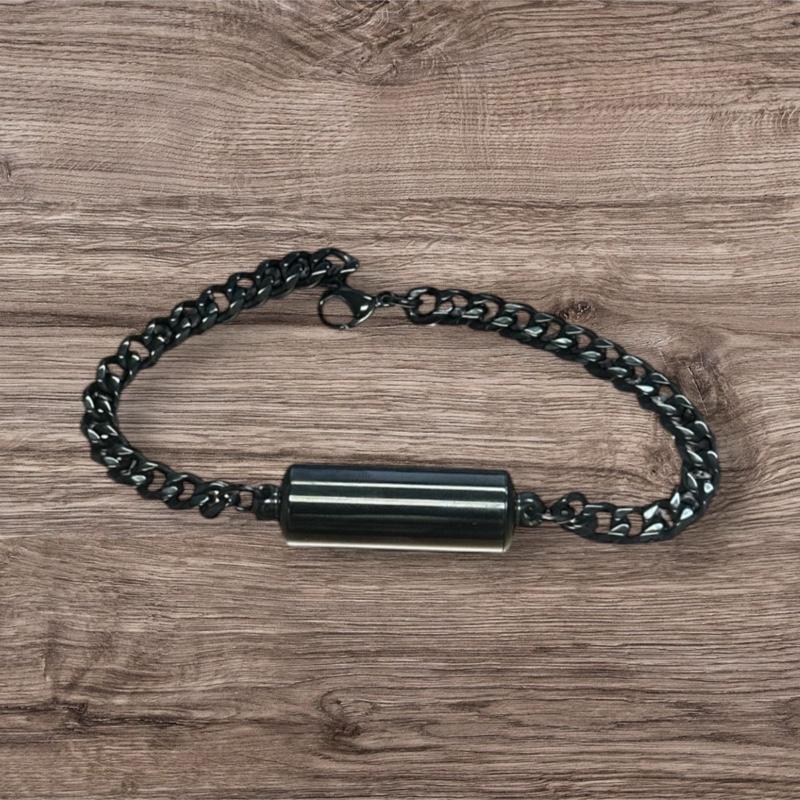 UNSN Bracelets - Silver Toned Chain with Unique Cylinder High Fashion ...