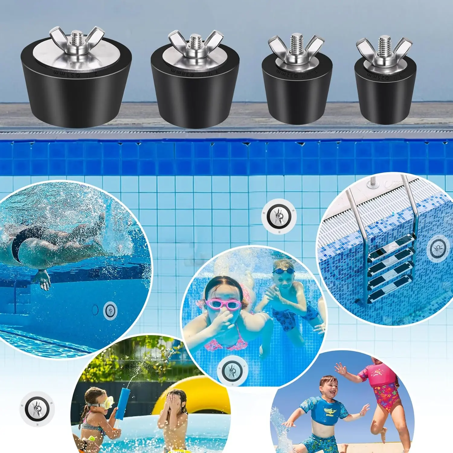2 Pack 1 inch Rubber Pool Winter Plugs with T-Handle 1" Pool ...