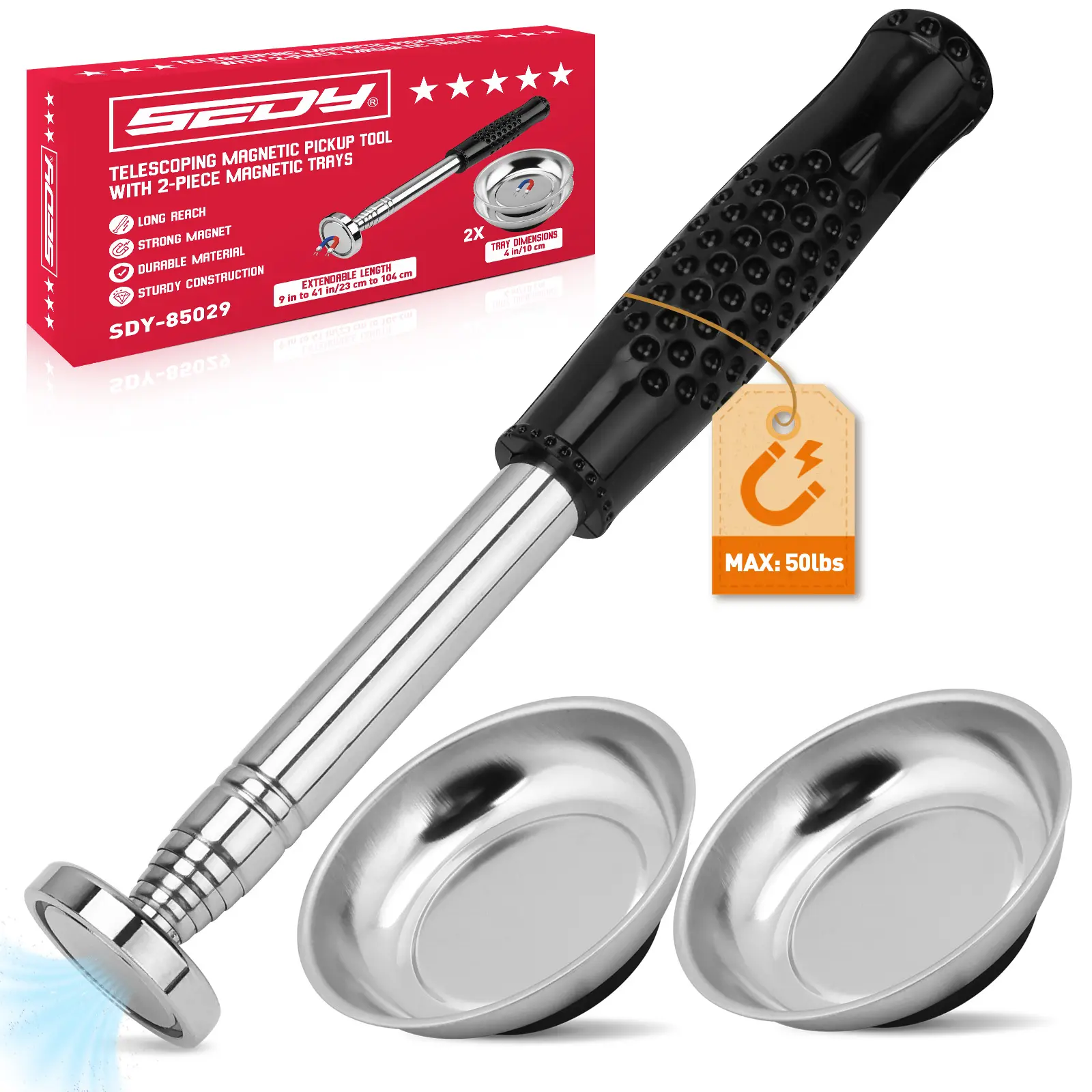 3 Pack Telescoping Magnetic Pickup Tool with Parts Tray, Magnet Stick ...